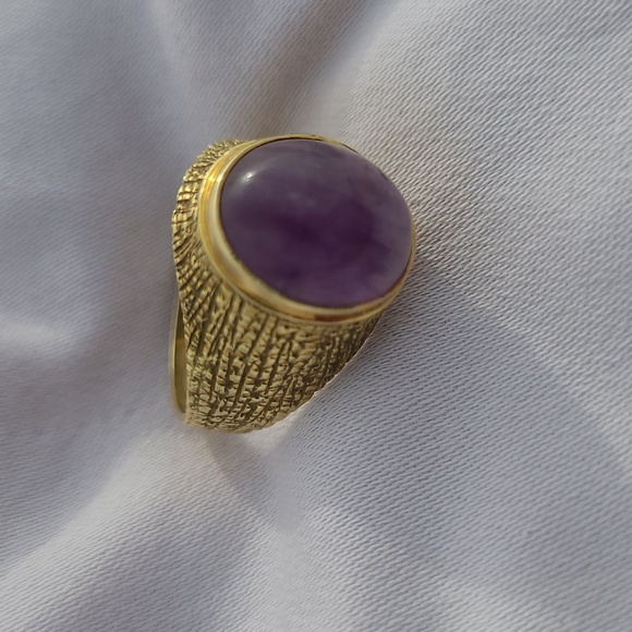 Jewelry | Gold Ring With Purple Stone 18k Solid Gold Gem | Poshmark